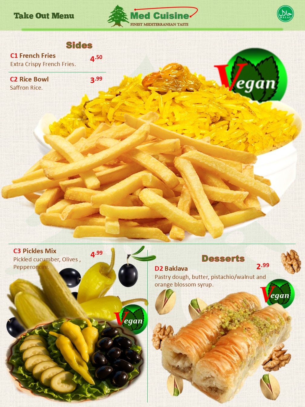 Take Out Menu | Med Cuisine